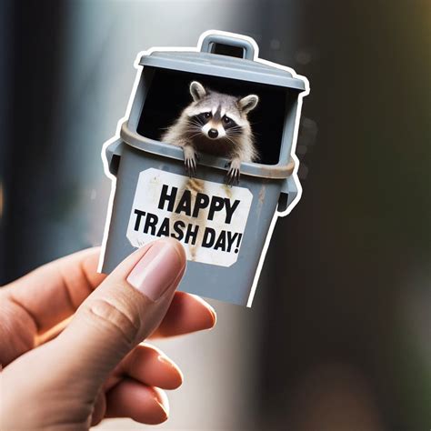 Happy Trash Day Raccoon Sticker Raccoon Sticker Trash Panda Sticker