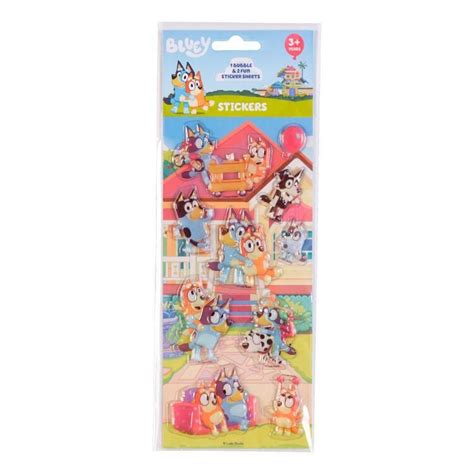 Bluey Bubble Stickers 3 Pack Multicoloured