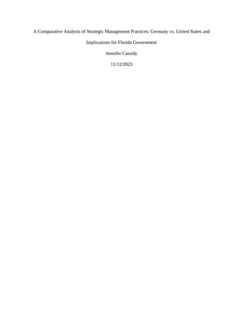 Pdf A Comparative Analysis Of Strategic Management Practices Germany