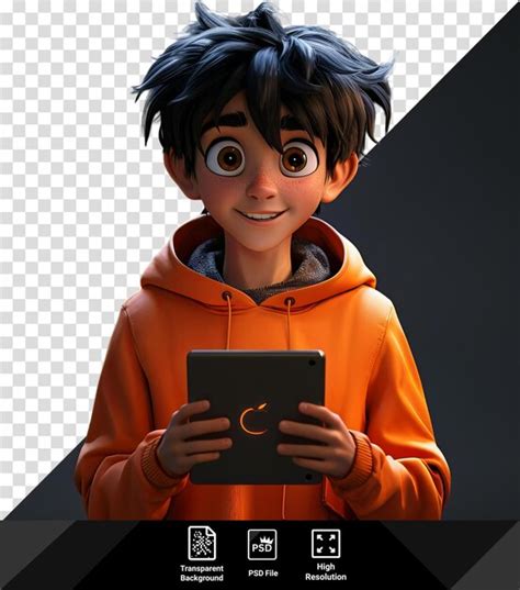 Premium Psd Anonymous Hacker With Black Hair And Orange Jacket