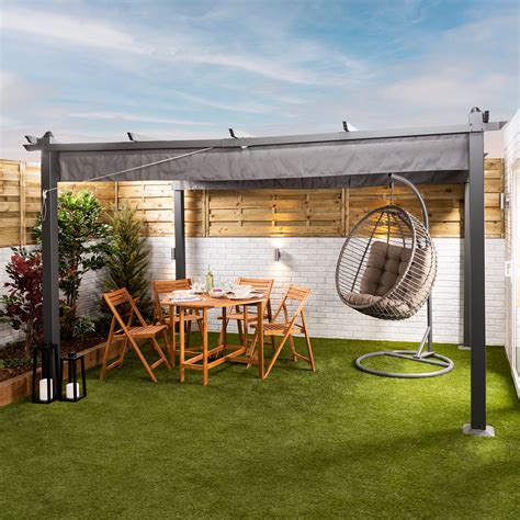 Buy Alfresia M X M Garden Pergola Aluminium Patio Gazebo With Retractable Canopy Large