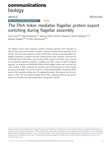 Pdf The Flha Linker Mediates Flagellar Protein Export Switching During Flagellar Assembly