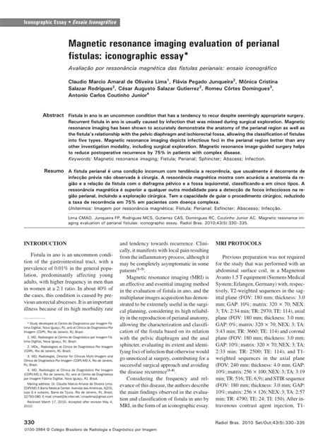 Pdf Magnetic Resonance Imaging Evaluation Of Perianal Fistulas