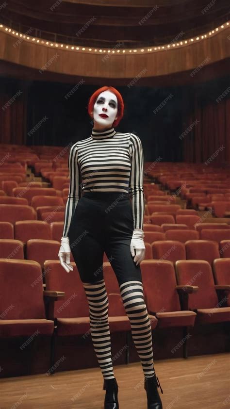 premium ai image female mime standing in auditorium posing