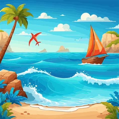 Premium Vector Summer Seascape Vector