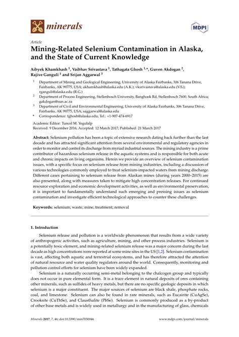 Pdf Mining Related Selenium Contamination In Alaska And The State Of