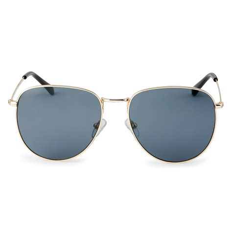 Thea Gold Tone And Smoke Grey Stainless Steel Aviator Sunglasses In