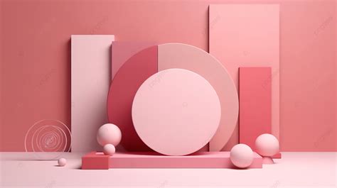 파스텔 핑크 3d 그림 현대적인 디자인의 기하학적 모양 구성 사각 라인 광장 연단 단순한 모양 배경 일러스트 및 사진 무료