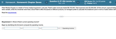 Homework Homework Chapter Seven