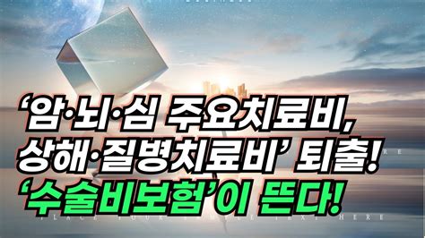 ‘암·뇌·심 주요치료비상해·질병치료비 퇴출 여파 대안으로 더 각광받는 ‘수술비보험 Youtube