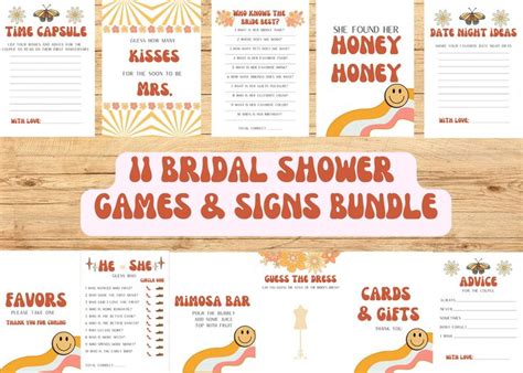Retro Bridal Shower Games Printable Groovy Decor