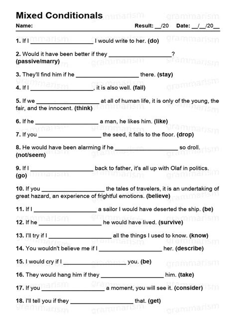 Grammarism Mixed Conditionals Test 6 1203206 Pdf