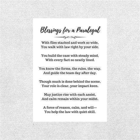 Paralegal Blessing Card Christian Poem Prayer Printable Faith Based