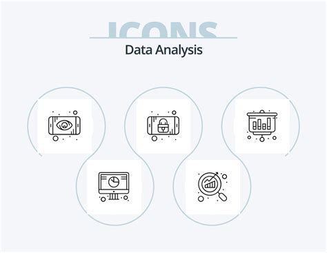 Data Analysis Line Icon Pack Icon Design Business User Graph Focus Database