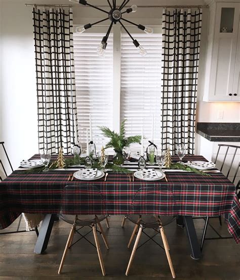 Black Tartan Plaid Tablecloth Christmas Tablecloth Christmas Plaid
