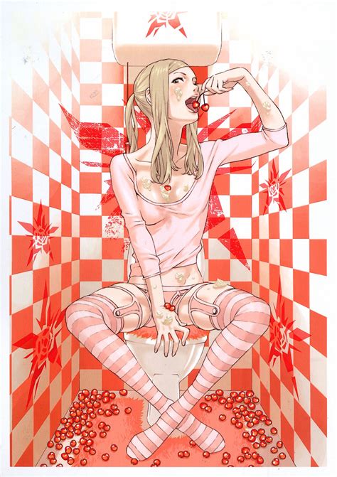 Rule 34 Cherry Collarbone Cream Food Footwear Fruit Garters Highres