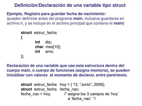 Ppt Estructuras De Datos Tipo Registro Registros Tipo Struct En C