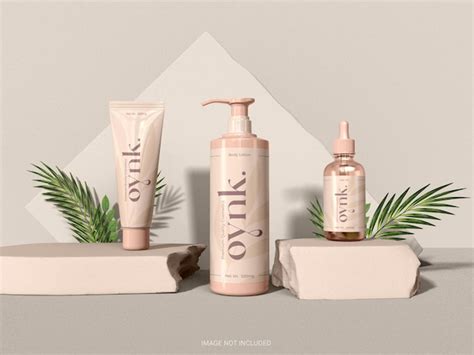 Premium Psd Glossy Cosmetics Packaging Set Branding Mockup For