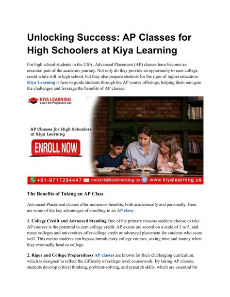 Ppt Unlocking Success Ap Classes For High Schoolers At Kiya Learning
