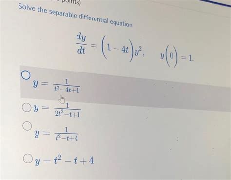 Solved Solve The Separable Differential Equation