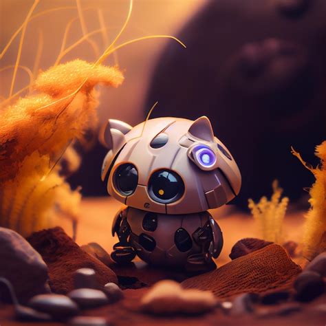 Premium Photo Small Cute Robot In Fantasy World