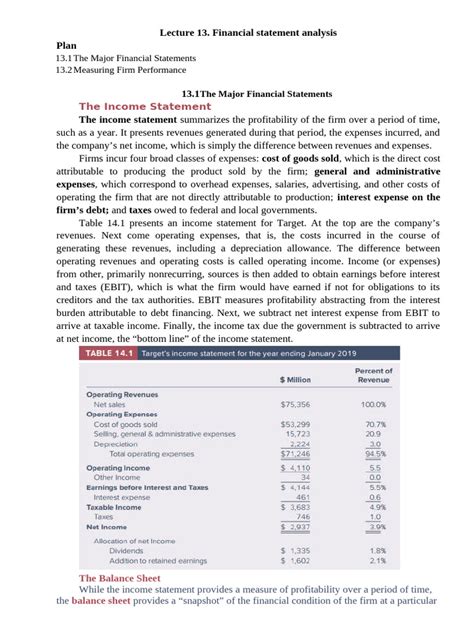 Lecture 13 Financial Statement Analysis Pdf