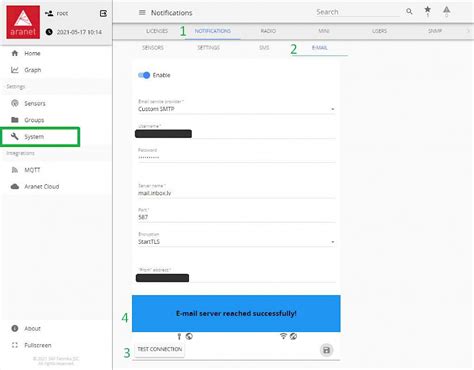 How To Configure The E Mail Notification Sending From The Aranet Pro