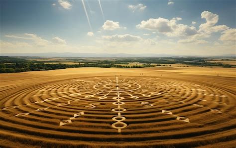 Premium Ai Image Crop Circle Discovery Aerial Perspective Of