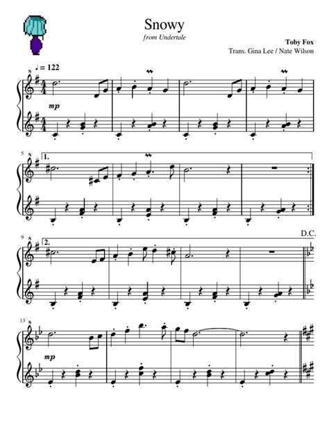 Snowy From Undertale For Piano Pdf Sports Leisure