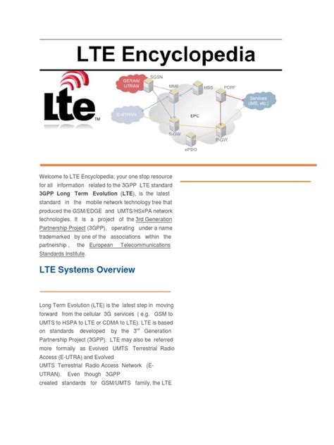 Lte Systems Overview 3gpp Long Term Evolution Lte Is The Latest Pdf Ip Multimedia
