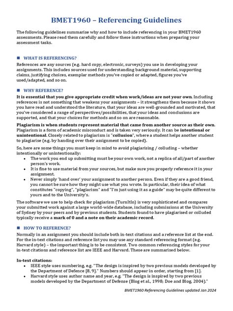 Bmet1960 Referencing Guidelines Pdf Plagiarism Citation