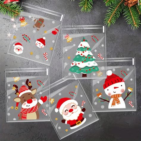 Sacos De Natal Selados Bolsas Descart Veis De Doces E Biscoitos Opp