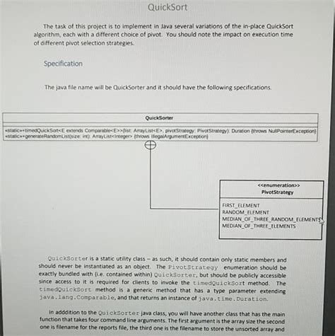 Solved QuickSort The Task Of This Project Is To Implement In Chegg