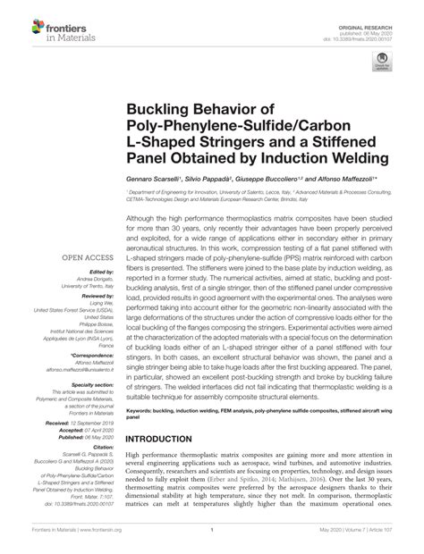 Pdf Buckling Behavior Of Poly Phenylene Sulfide Carbon L Shaped Stringers And A Stiffened