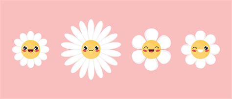 귀여운 만화 카모마일 꽃 캐릭터 아이 같은 스타일 평면 디자인의 행복 한 꽃 아이콘 벡터 일러스트 레이 션 가공의 인물에 대한 스톡 벡터 아트 및 기타 이미지 Istock