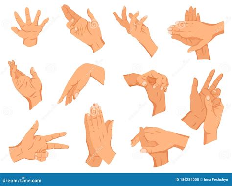 Set Of Human Hands Gestures Different Human Finger Gesture Signs