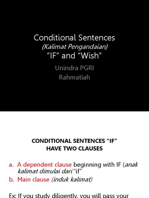 Conditional Sentences If And Wish Kalimat Pengandaian Pdf Sentence Linguistics