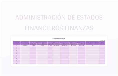 Plantilla De Formato Excel Administración De Estados Financieros