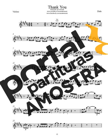 Thank You Dido Partitura Para Violino
