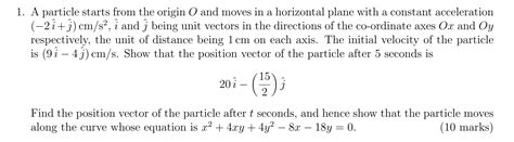 Solved A Particle Starts From The Origin O And Moves In A Chegg Com