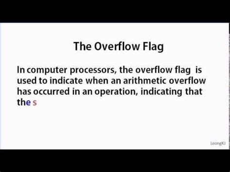Signed Numbers And The Overflow Flag Youtube