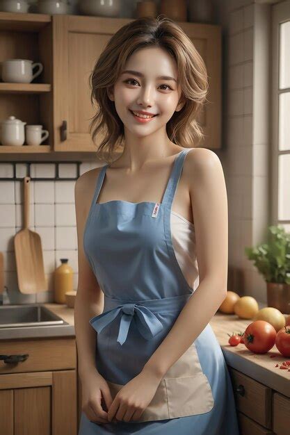 Premium Photo A Woman In An Apron And Aprons Is Posing For The Camera