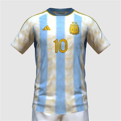 Adidas X Argentina World Cup 2022 Gold Home Kit FIFA 23 Kit Creator