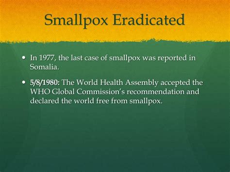 Ppt The Eradication Of Smallpox Powerpoint Presentation Free