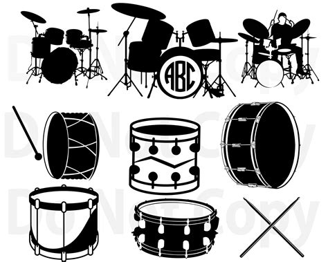 Drums Svg Bundle Drum Set Svg File For Cricut Bass Drum Svg Design Elements Vector Image Clip