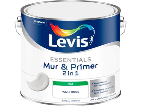 Levis Essentials 2 In 1 Muurverf And Primer 25l White Hubo