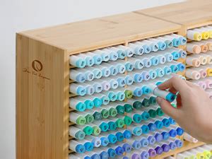 Ohuhu Bamboo Marker Organizer Wooden Desktop Storage Holds