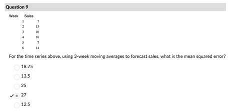 Solved Question 9for The Time Series Above Using 3 Week