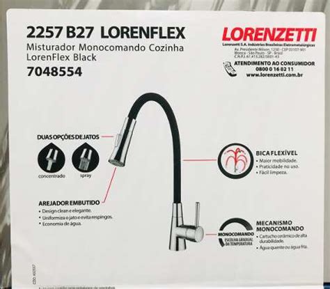 Torneira Monocomando Cozinha Mesa Lorenflex 2257 B27 Black Lorenzetti