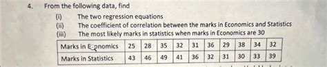solved from the following data find i the two regression